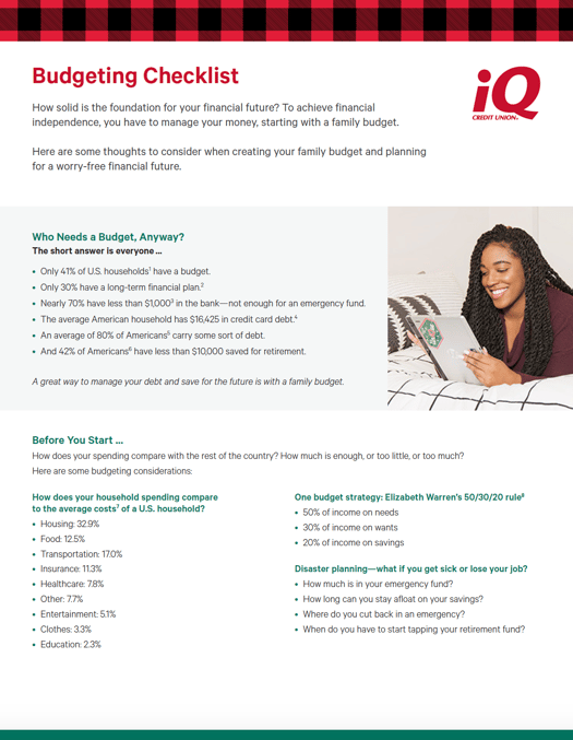 iQ Credit Union Budgeting Checklist